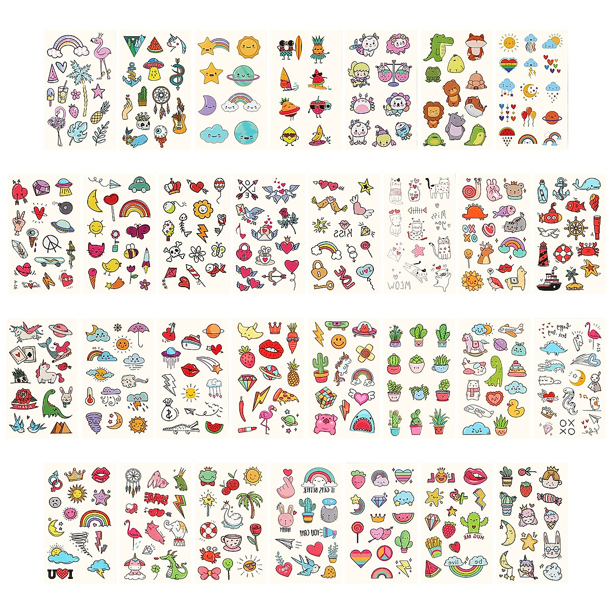 Metker 90 sheets (1000 patterns) kids waterproof Temporary Tattoos toys,suitable for birthday parties,group activities