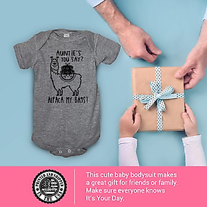 Auntie's You Say Alpaca My Bags Baby Boy Girl Clothes Llama Funny Announcement Shower Bodysuit Romper (6 Months) Heather Gray