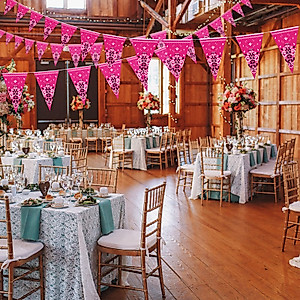 5 Pack Western Cowgirl Bandana Pennant Banner Rose Red Wild West Party Accessory for Western Cowgirl Themed Party Decoration, 10.8 x 7.5 Inch, Rose Red