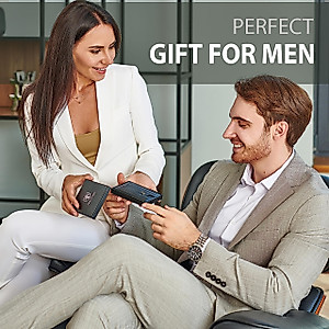 TRAVANDO Money Clip Wallet Atlanta Mens Front Pocket Slim RFID Blocking - Credit Card Holder - Mini Bifold (Carbon Leather, Carbon)