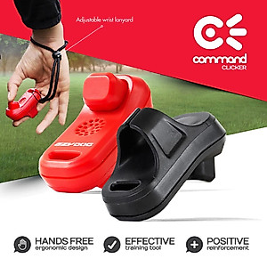EzyDog Command Clicker Ergonomic Dog Training Tool with Wrist Strap - Hands Free & Universal Fitting System for Fingers Trains Effectively & Humanely with Positive Reinforcement (Black)