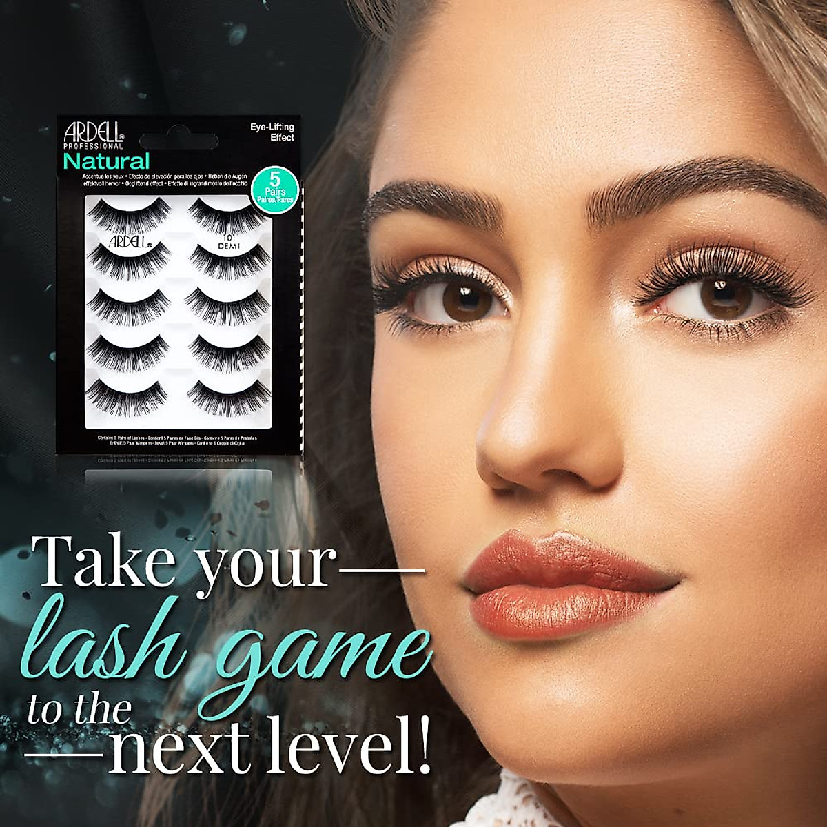 Ardell False Eyelashes Natural 101 Black, (5 pairs pack with FREE Lash Applicator) x 1 pack