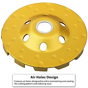 SUNJOYCO 4" Concrete Grinding Wheel, 4 inch 12-Segment Heavy Duty Turbo Row Diamond Cup Grinding Wheel Angle Grinder Disc for Granite Stone Marble Masonry Concrete