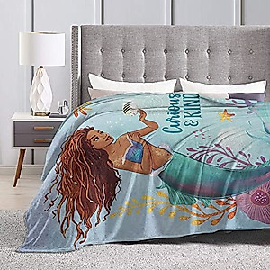 Mermaid Movie Throw Blanket for Kids & Adults, All Seasons Flannel Fleece Blanket Soft Plush Blankets for Couch Sofa Bed Camping Travel 40"x30"