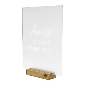 Hanna Roberts Set of 3 Wedding Reception, Ceremony, Party, Table Decoration Signs with Holder | Favors Please Take One | Please Sign Our Guestbook | Cards and Gifts (Frosted, Light Brown)