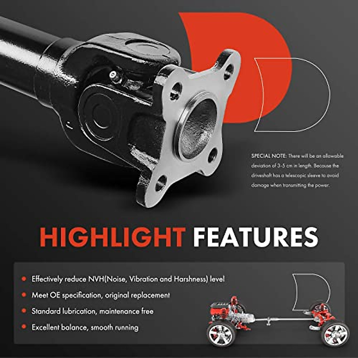 A-Premium Rear Complete Drive Shaft Prop Shaft Driveshaft Assembly Compatible with Toyota Tacoma 1995-2004 3.4L Extended Cab Pickup, 4WD Manual Transmission, Replace# 3710035740, 371003D220