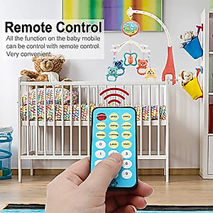 MARUMINE Baby Musical Crib Mobile with Night Light, Timer, Hanging Rattles, Nursery Ceiling Star Projector, Take Alone Music Box with Remote, Relaxing Soother Toys for Newborn Babies Boys Girls