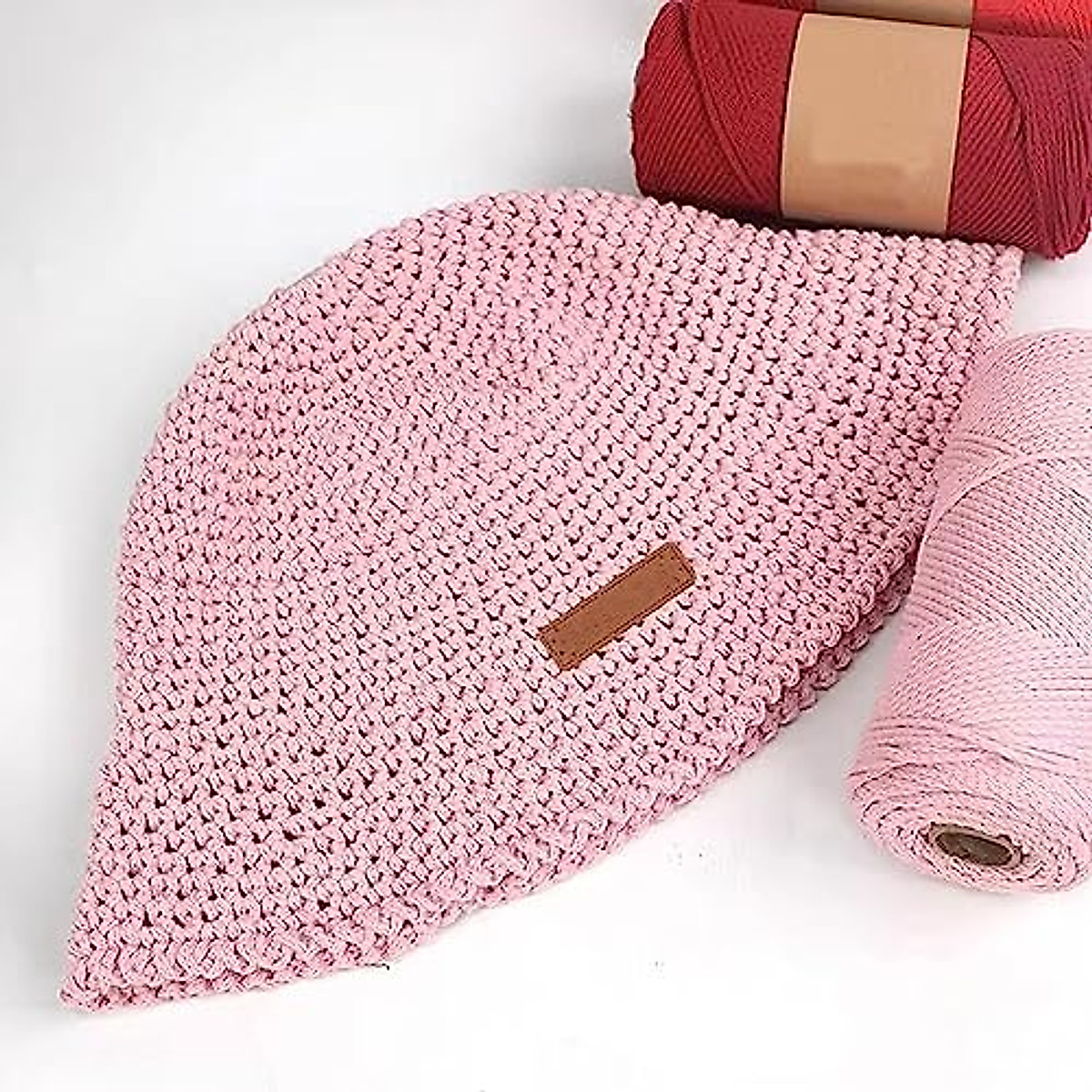 Light Blue Braided Cotton Cord Crochet Bag Yarn Hollow Knitted Crochet Yarns Round Rope Yarns 100g