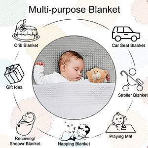 PHF 100% Cotton Baby Waffle Blankets - Lightweight Washed Soft Breathable Comfortable Swaddling Receiving Sleep Blankets - 30"x 40" Baby Toddler Blanket for Boys and Girls, White