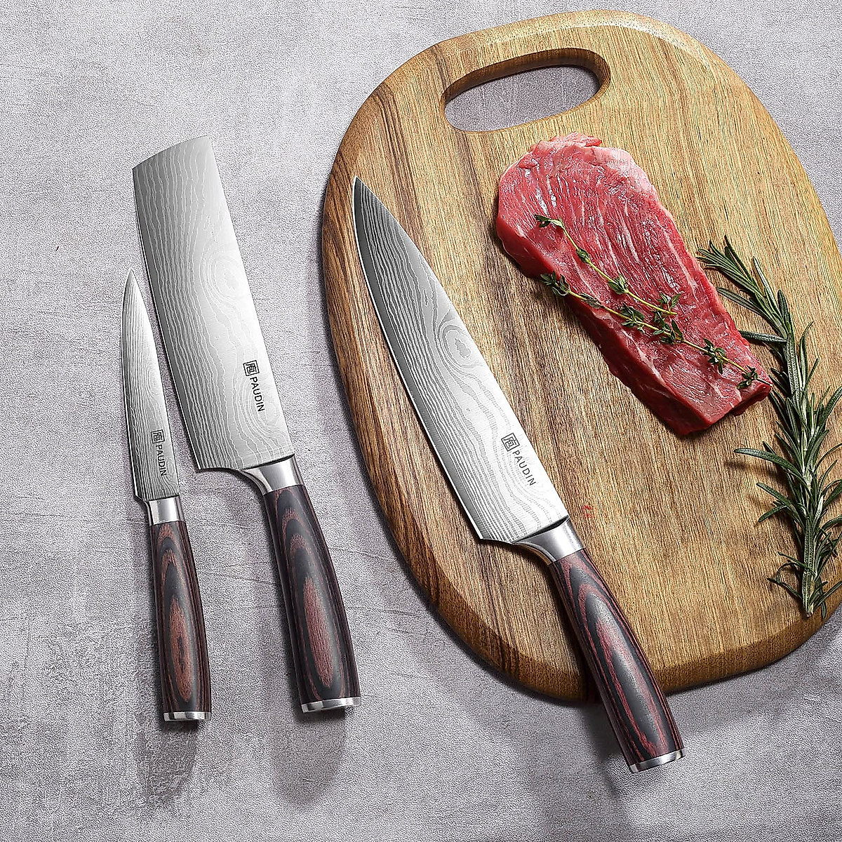 PAUDIN Nakiri Knife, Chef's Knife and Utility Knife