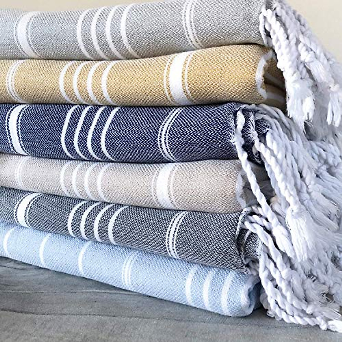 mioeco Organic Cotton Turkish Hand Towel - 20" x 38" Large Classic Luxury Set of 2 - Decorative Hand Towels for Bathroom, Kitchen & Home - Super Absorbent & Quick Drying - Prewashed