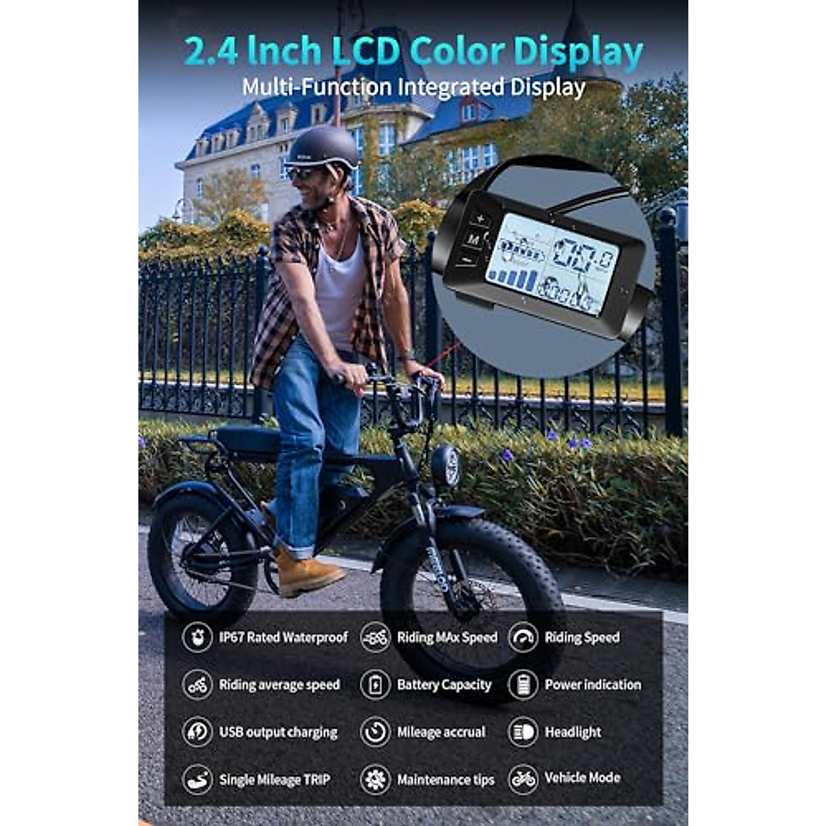 MEELOD Electric Bike for Adults，Electric Mountain Bike 1008W Brushless Motor/ 624Wh Removable Battery, 28MPH 20" Fat Tire Electric Bike (DK200 48V13Ah Black)