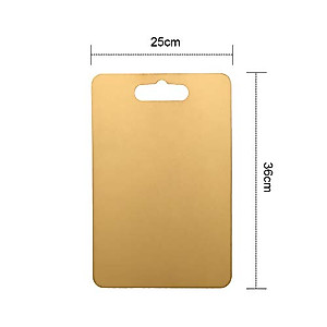 Baikai Kitchen Cutting Board, Stainless Steel Gold Durable Chopping Board, Butcher Block Board with Easy Grip Handle for Meat, Fruit, Vegatable, Cheese (14 x 10 inch)