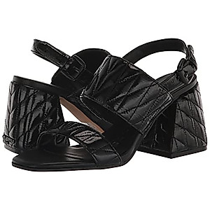 Karl Lagerfeld Paris Women's Sarina Open Toe Leather Heeled Sandal, Black Quilted, 6