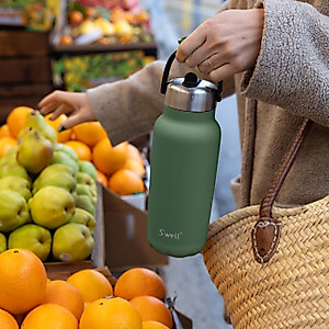 S'well Recycled Stainless Steel Explorer with Flip Straw Lid, 32oz, Green Jasper, Triple Layered Vacuum Insulated Containers Keeps Drinks Cold for 42 Hours and Hot for 10