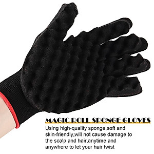 5 Pieces Afro Twist Hair Comb Set Includes Hair Twist Comb Hair Pick Afro Comb Hair Pick Comb Hair Curly Sponge Glove and Twist Wave Barber Tool Twist Wave Curl Brush for Natural Hair (Red Black)