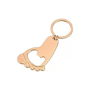 ARFUKA Bottle Opener Keychain Mini Foot Pendant Soda Beer Bottle Opener Keyring Beverage Bottle Opener Key Holder Women Men Gift for Baby Shower Birthday Christmas Festival Gold