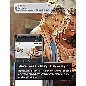 TP-Link Tapo 1080P Indoor Security Camera for Baby Monitor, Dog Camera w/ Motion Detection, 2-Way Audio Siren, Night Vision, Cloud & SD Card Storage, Works w/ Alexa & Google Home (Tapo C100)