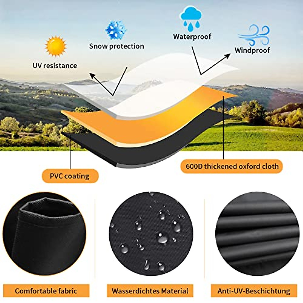 VIKKSAER Outdoor Swing Seat Cover Replacement,600D Thickened Oxford Waterproof Sunscreen Porch Swing Cushions for Patio Furniture Garden Bench,Black,57.7X 19.5 x 19.5 in