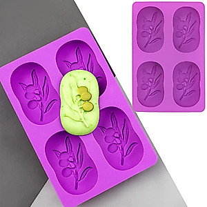 iminfit 4 Cavities Oval Olive Tree Silicone Soap Mold DIY Soap Making Kits Handmade Cake Candle Mold Gifts Craft Supplies Home Decor