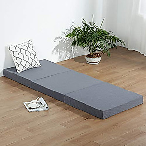 Sleeplace Multi Layer Tri-Folding Memory Foam Topper, Single, Blue-grey