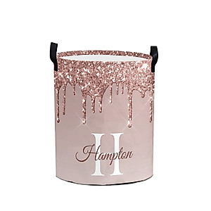 Personalized Baby Laundry Basket with Name for Boy Girl Custom Laundry Hamper with Handle Toys Organizer Clothes Storage for Bedroom Living Room(Monogrammed)