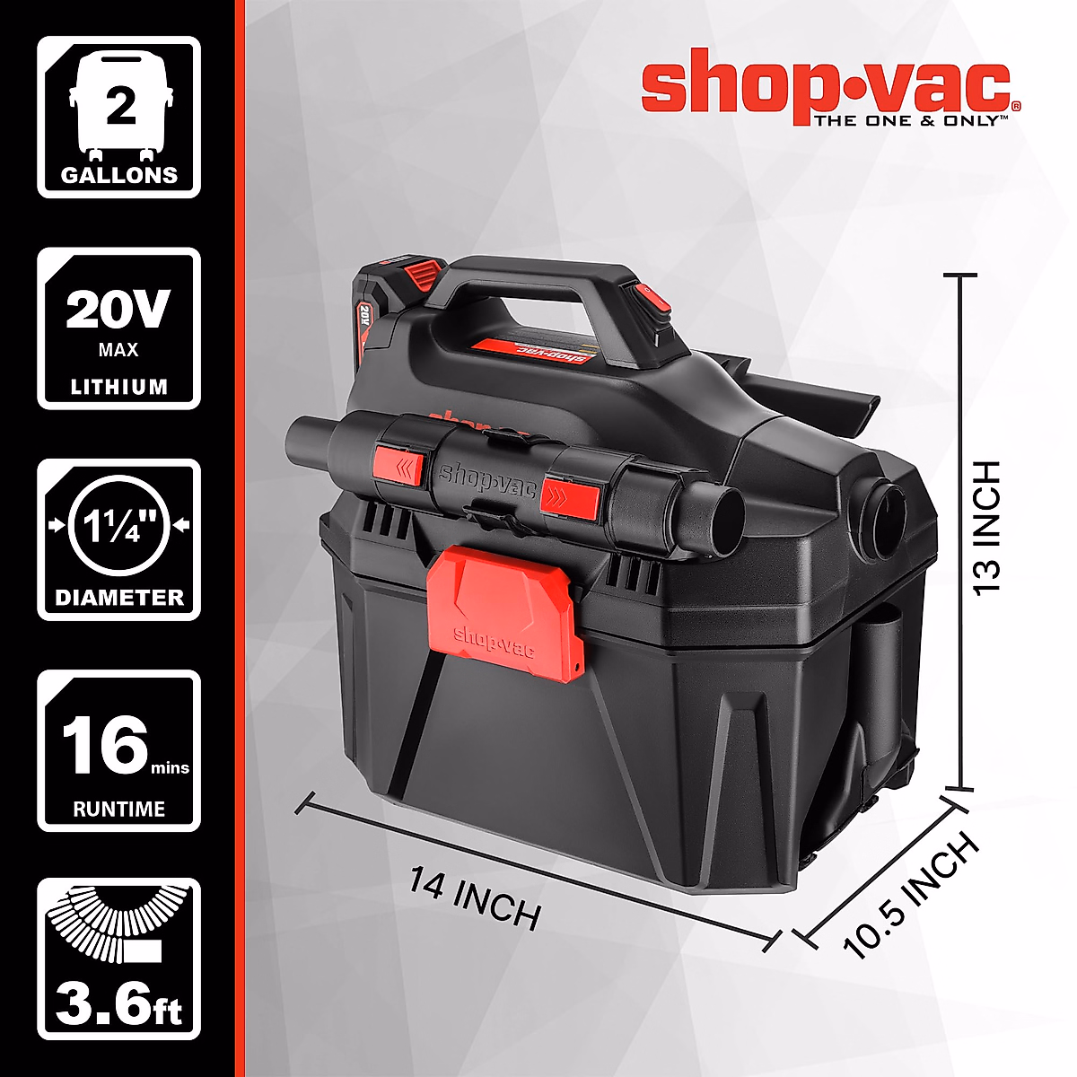 Shop-Vac 20V Cordless Wet/Dry Vacuum, 3-in-1 Portable Shop Vacuum Cleaner, Detachable Blower, Battery and Charger Included, Ideal for Jobsite, Garage, Car & Workshop