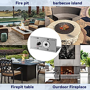 Skyflame Stainless Steel Extensive Fire Pit Gas Burner Spark Ignition Kit - Including Push Button Igniter, 1/2 Straight Gas Key Valve with Key