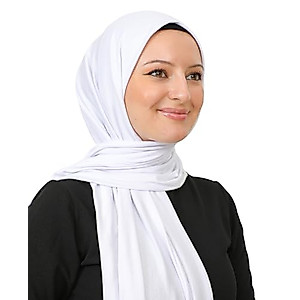 Prien Hijab for Women Viscose Scarf Lightweight Muslim Hijabs Long Shawl Islamic Scarves Turkey Silk Headscarf for Womens (White)