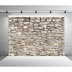 BELECO 10x8ft Fabric Grey Brick Stone Wall Photography Backdrop Rock Stones Video Conference Background Vintage Stone Backdrop Birthday Party Decor Portrait Photoshoot Home Decor Studio Photo Props