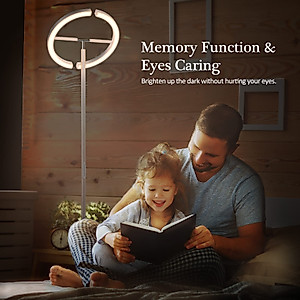 FIMEI Split Floor Lamp, Modern Bright LED Rotatable Floor Lamp with Reading Light for Home, Standing Lamp with Stepless Dimming and 3000K-6000K Color Temperature, Touch and Remote Control-Black