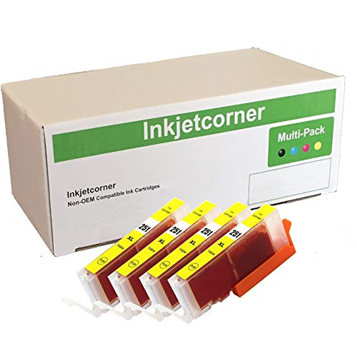 Inkjetcorner Compatible Ink Cartridge Replacement for CLI-251XL CLI-251 for use with MX922 iX6820 iP8720 MG5620 MG5520 MG6620 MG6420 MG7120 MG7520 MG6320(Yellow, 4-Pack)