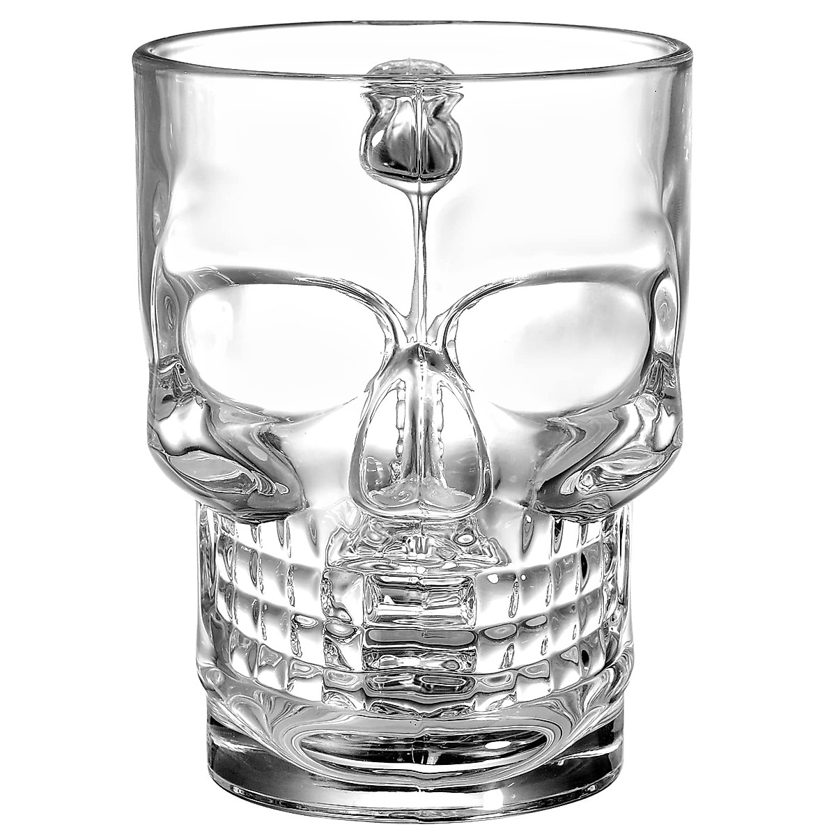 Hacaroa 6 Pack 17 Oz Skull Glass Beer Mug with Handle, Heavy Base Drinking Tiki Glasses, Clear Funny Beer Stein Cup for Whiskey, Wine, Juice, Bar, Halloween Decorations Gifts