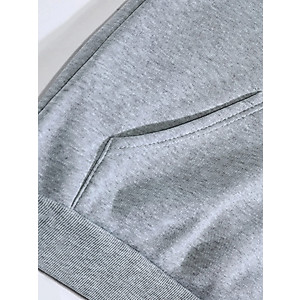 Labolliy Women Letter Graphic Kangaroo Pocket Drawstring Pullover Thermal Hoodie Sweatshirts Grey