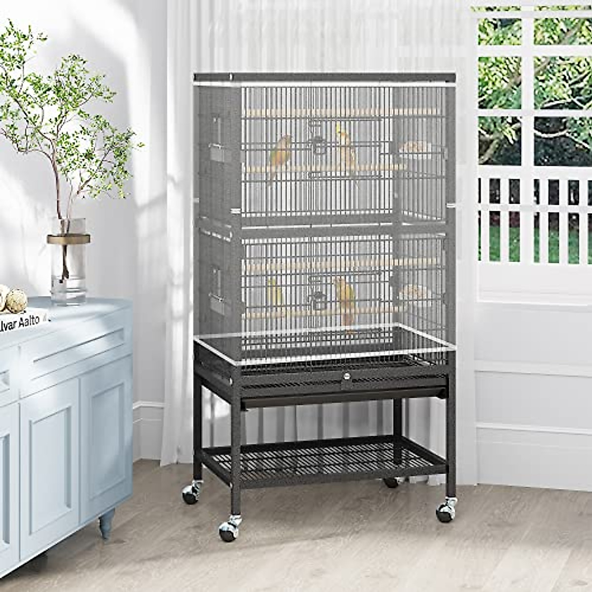 YITAHOME 52 inches Birdcage Cover and Bird Cage Seed Catcher, Bird Cages for Parakeets, Parrot, Cockatiel, Pigeon, Flight cage for Birds