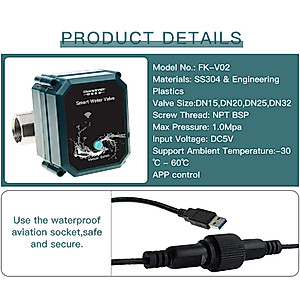 Smart Water Valve WIFI Remote Control Faucet Timer for Hose Compatible with Alexa, Google Home and Siri (WIFI, DN15(1/2"))