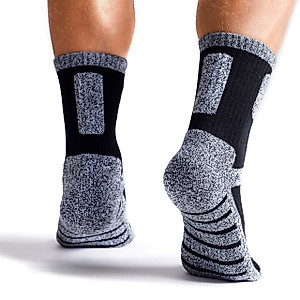 dimok Warm Socks for Men Hockey Hiking Athletic Moisture Wicking Trekking Sports Crew Winter Sock Mens Women Boys (Medium, Black)