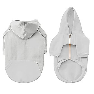 meioro Dog Hoodies Soft and Warm Dogs Tee Shirt, Winter Pet Sweater with Pocket Zipper Cat Clothing Suitable for Small and Medium Pets Dog Coat Dog Jacket Dogs Clothes (XX-Large, Grey)