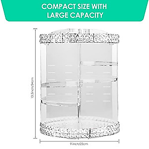 360 Rotating Makeup Organizer, Vanity Adjustable Cosmetic Storage Organizers Large Capacity Makeup Display Case for Bedroom Bathroom Clear Acrylic Organizer Container for Cosmetic Brushes Lipsticks