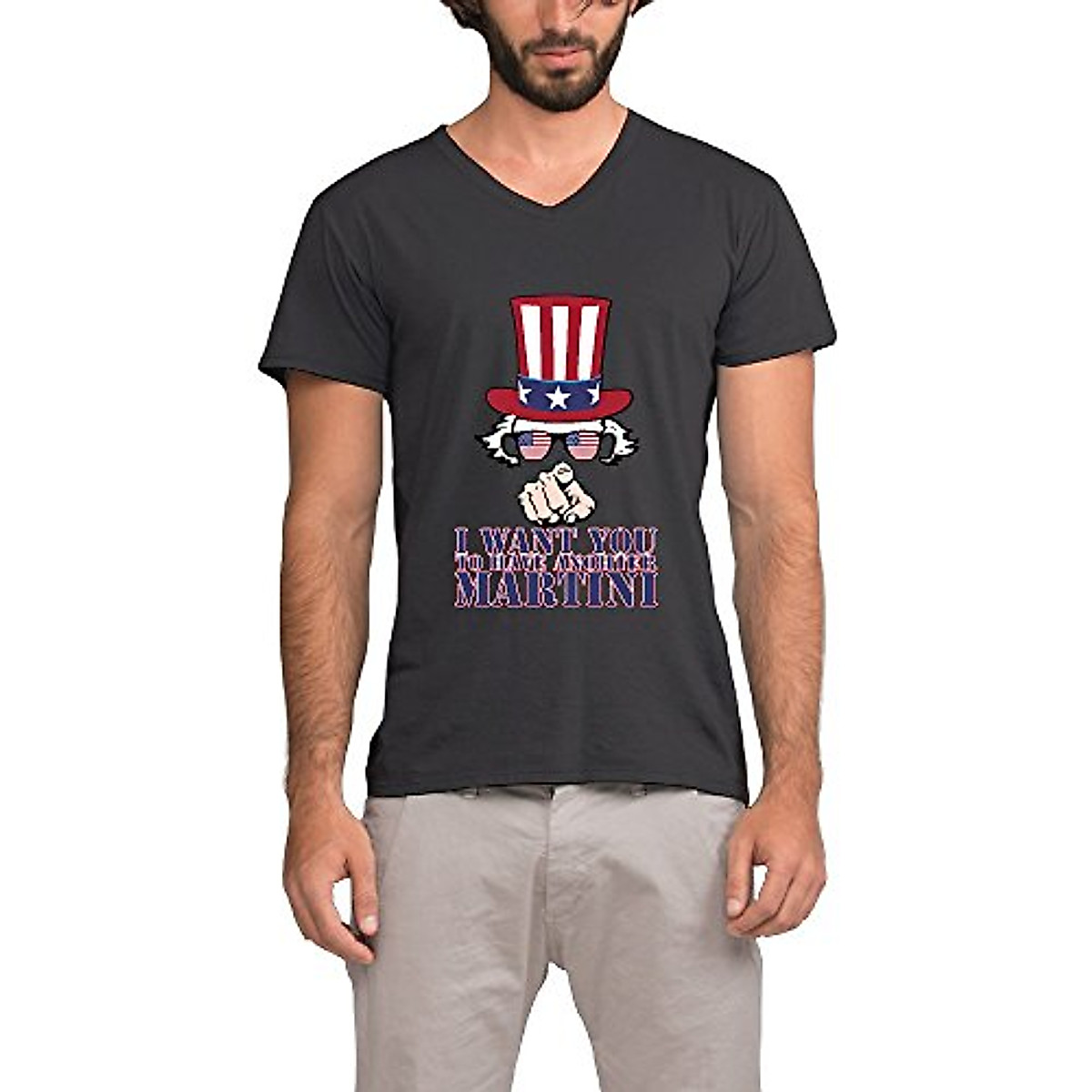X-DDesign Mens I Want You To Have Another Martini Short Sleeve Black V-Neck T-Shirt XX-Large