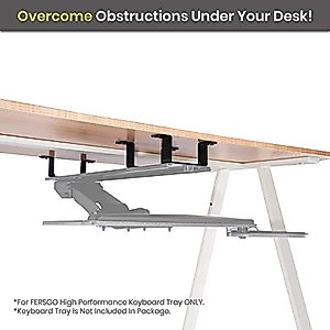 FERSGO Under Desk Keyboard Tray 20" x 11", Easy to Install Sliding Undermount Keyboard and Mouse Tray with Wrist Rest, Swivels 360° with Adjustable Height and ±15° Tilt Angle 17.75" Track With Spacers