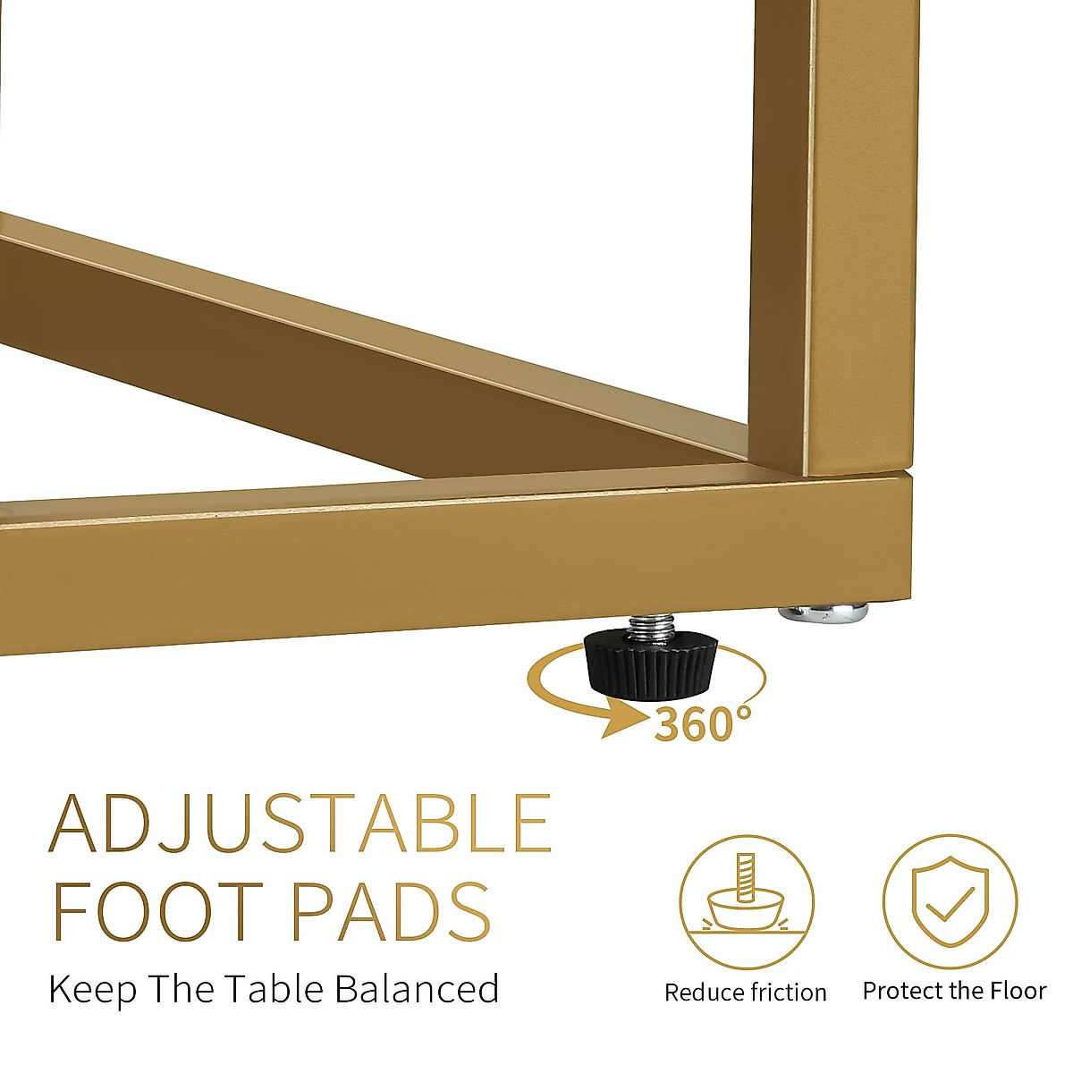 Possile C Shaped End Table Set of 2, Small Side Table for Sofa and Bed, Couch Tables That Slide Under, Snack Side Table for Living Room, Bedroom, White Faux Marble and Gold