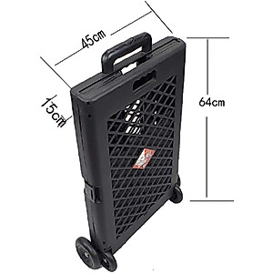 RAZZUM Large Hand Trucks,Plastic Folding Supermarket Shopping Cart Portable Trolley Car Luggage Push Storage Box Storage Box Trolleys/Orange