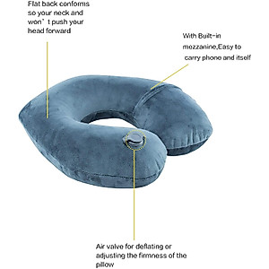 Keemall Inflatable Travel Neck Pillow for Airplane Train Car Washable Pillowcase U Shaped Office Napping Pillow