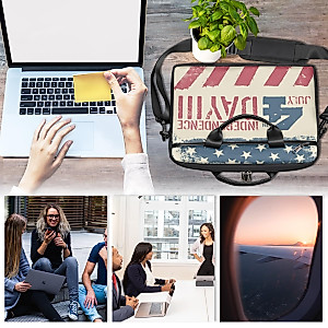 Vintage Usa Flag Laptop Computer Bag Waterproof Shoulder Messenger Bag 13-15 inch Durable Laptop Tote Bag with Shoulder Strap Handle Lightweight Crossbody Briefcase