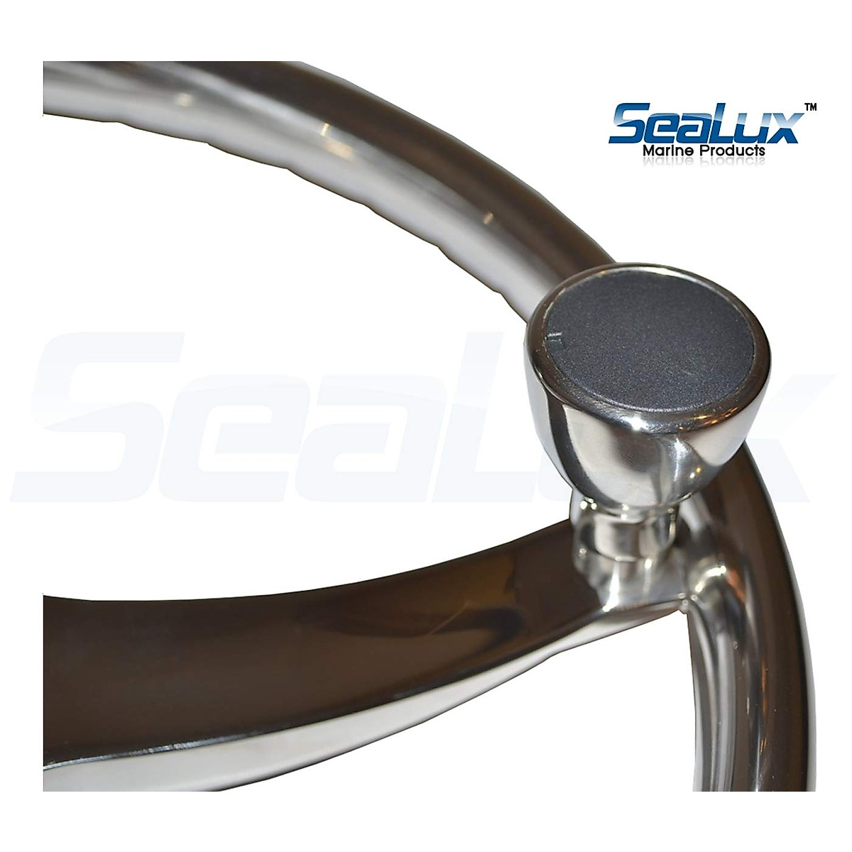 SeaLux 316 Stainless Steel Boat Steering Wheel 3-Spoke 15-1/2" Dia, with 5/8" -18 Nut and Turning Knob for Seastar and Verado