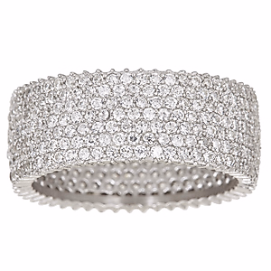 925 Sterling Silver Eternity Ring 7 Row Cubic Zirconia Micro-pave Set Engagement/ Wedding Ring (sterling-silver, 6)