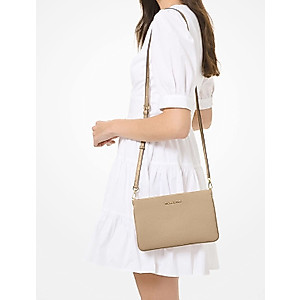 MICHAEL Michael Kors Jet Set Large Pebbled Leather Crossbody Bag - Bisque