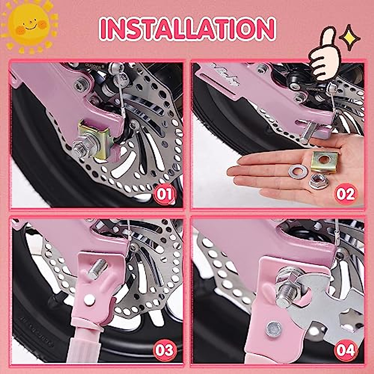 LEICHTEN Kids Bike Kickstand for 18 Inch Wheel Children's Bicycle Single-Side Kick Stand Rear Mount Bikes Support Racks Pink for Girls and Boys Bike