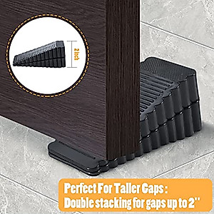 TAROSE Door Stoppers for Bottom of Door, Rubber Door Stops Wedge, Sturdy Stackable Doorstop Works on All Floor Surfaces Height up to 1 Inches - 2 Pack Black